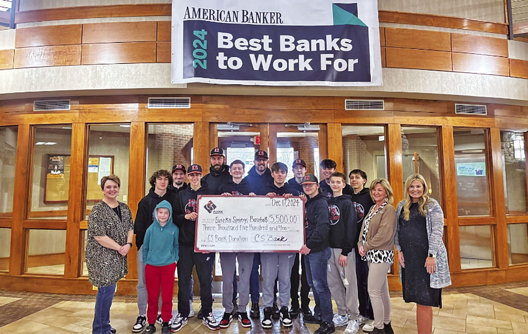 CS Bank donates $3,500 to Eureka Springs baseball program - Carroll ...